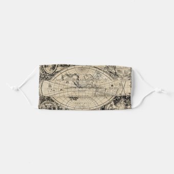 Vintage World Map Pattern Adult Cloth Face Mask | Zazzle