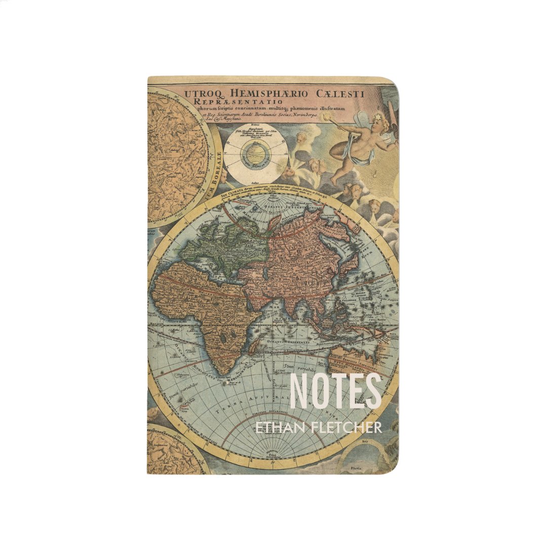 Vintage World Map Personalized Note Journal | Zazzle