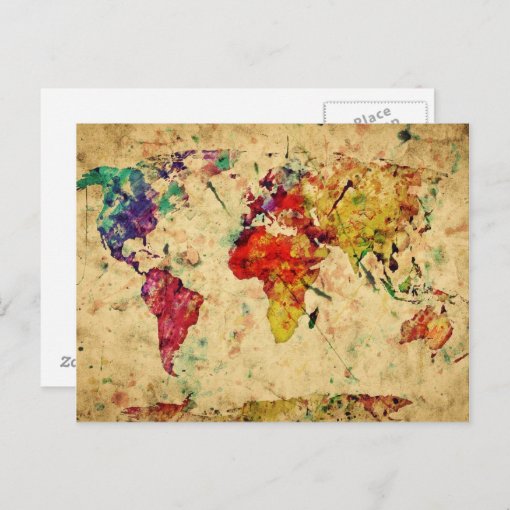 Vintage world map postcard | Zazzle