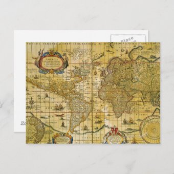 Vintage World Map Postcard | Zazzle