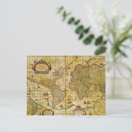 Vintage World Map Postcard | Zazzle