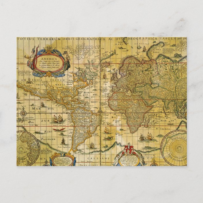 Vintage World Map Postcard | Zazzle.com