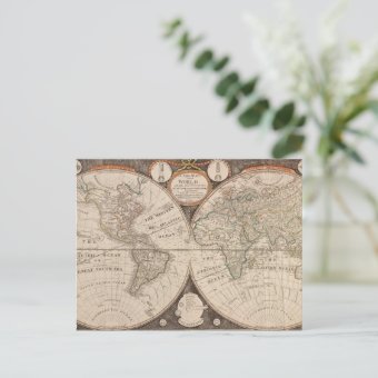 Vintage World Map Postcard | Zazzle