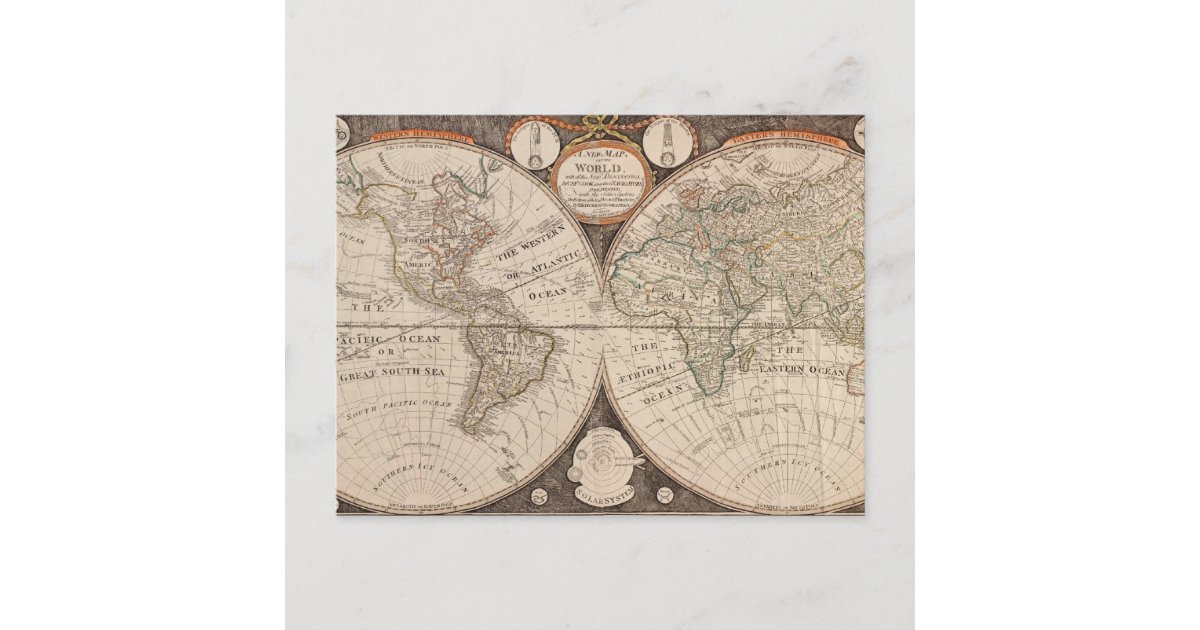 Vintage World Map Postcard | Zazzle
