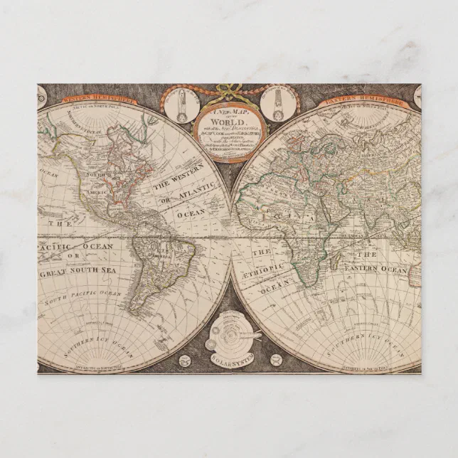 Vintage World Map Postcard | Zazzle