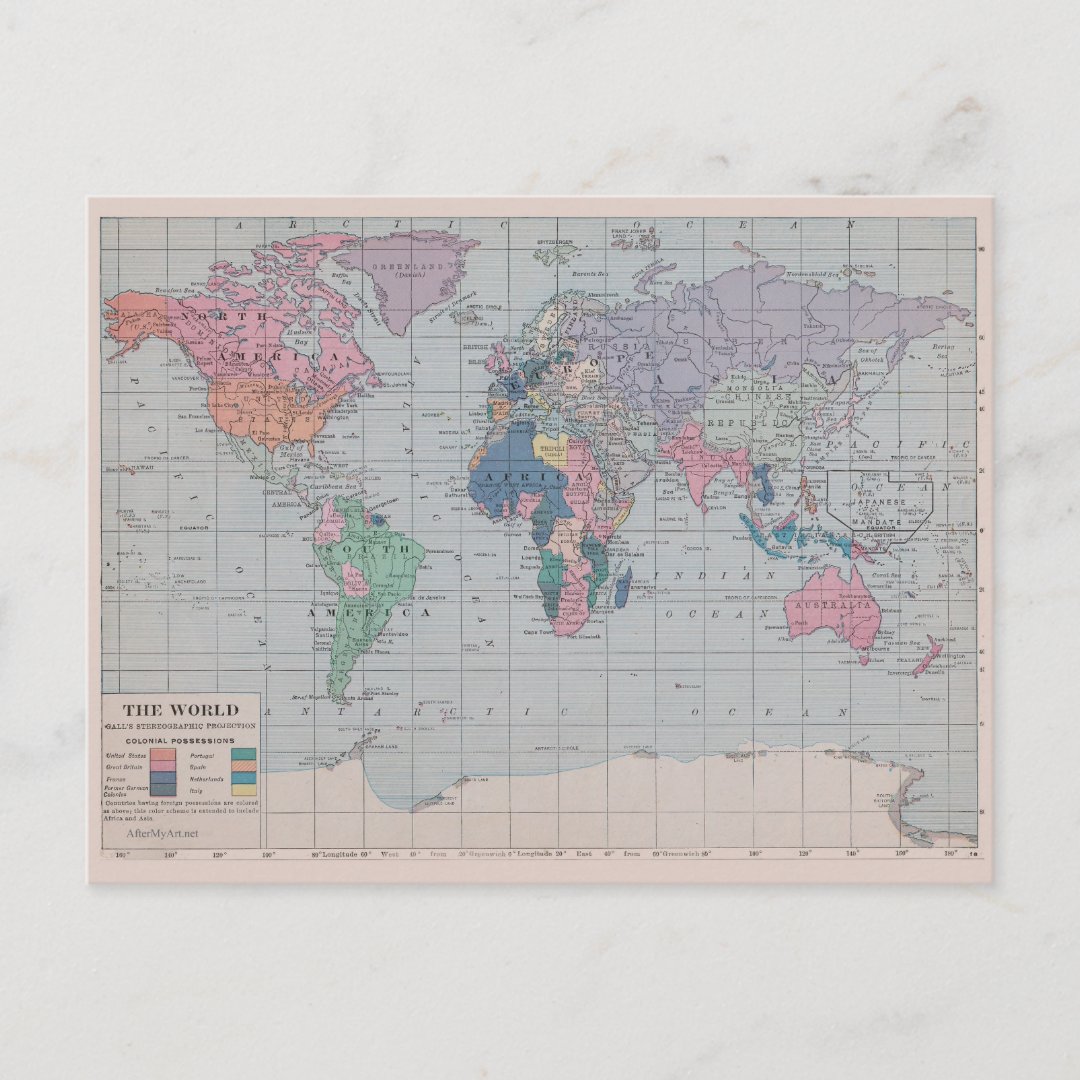 Vintage World Map - Postcard | Zazzle