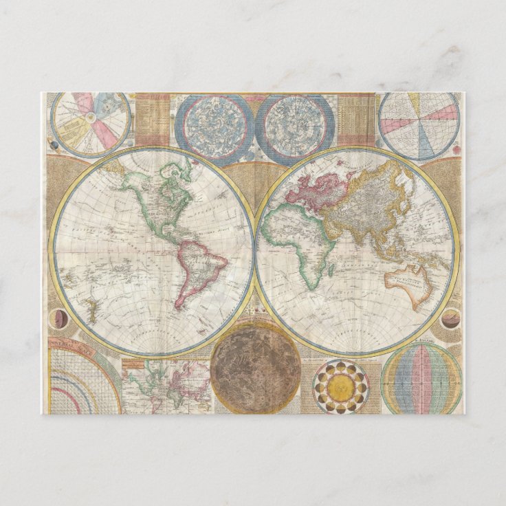 Vintage World Map Postcard | Zazzle