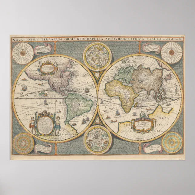 Vintage World Map Poster | Zazzle