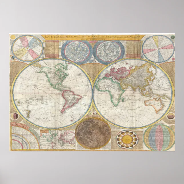 Vintage world map poster | Zazzle