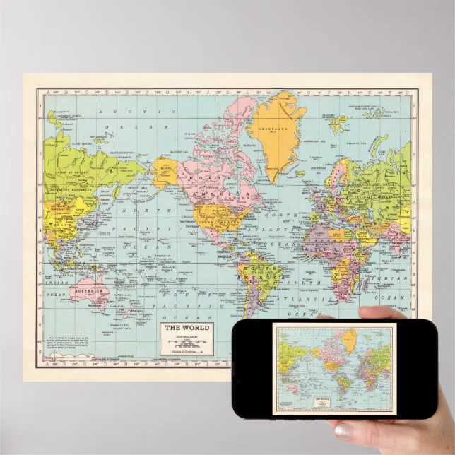 Vintage World Map Poster | Zazzle