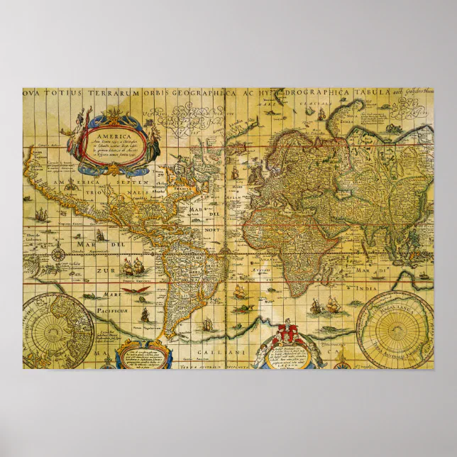 Vintage World Map Poster | Zazzle