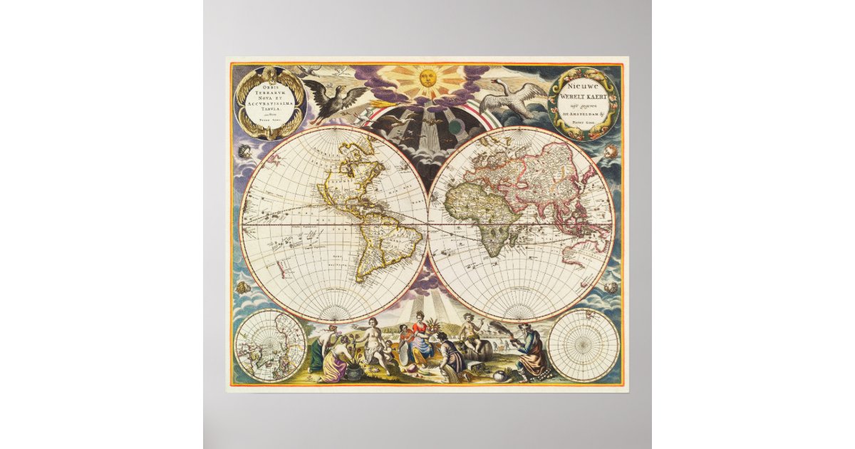Vintage World Map Poster | Zazzle