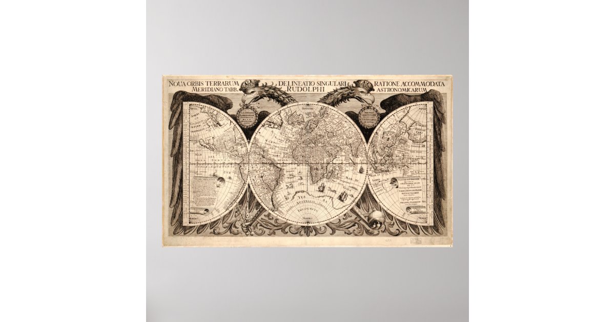 Vintage World Map Poster | Zazzle