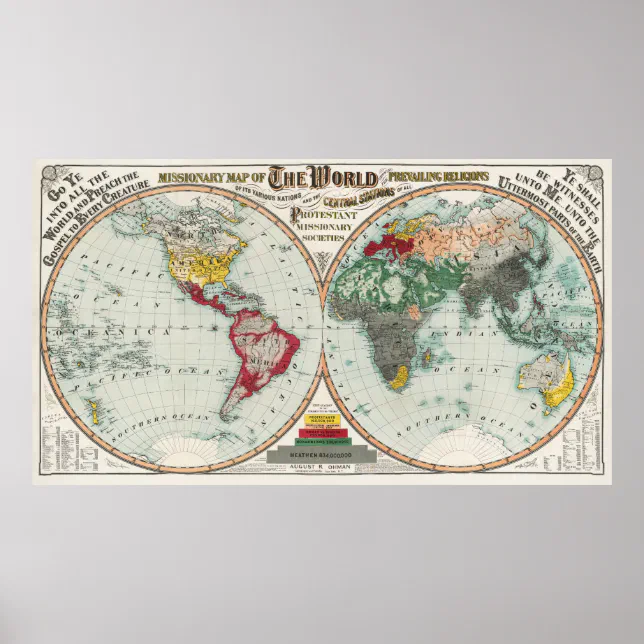 Vintage World Map Poster | Zazzle