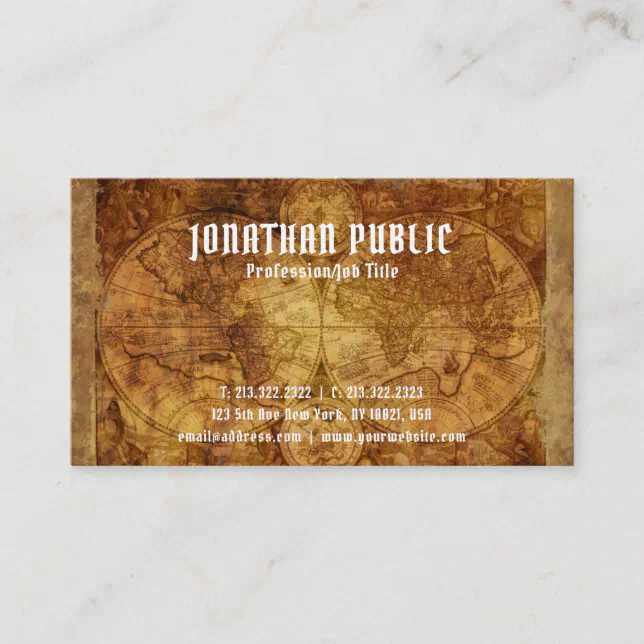 Vintage World Map Professional Extra Thick Luxury Business Card | Zazzle