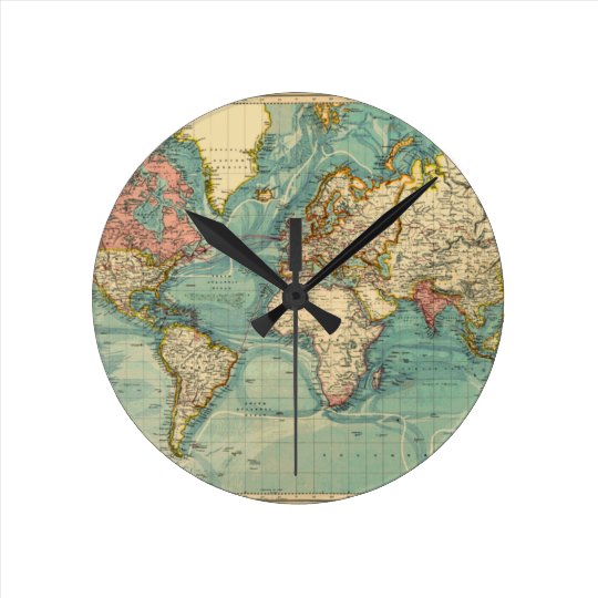 Vintage World Map Round Clock | Zazzle.com