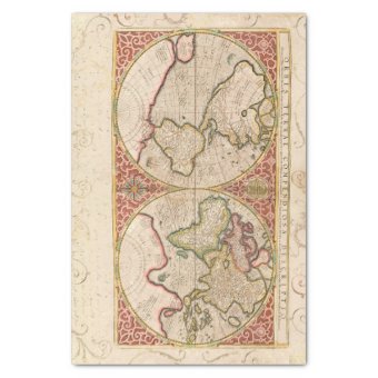 Vintage World Map Tan Decoupage Tissue Paper | Zazzle