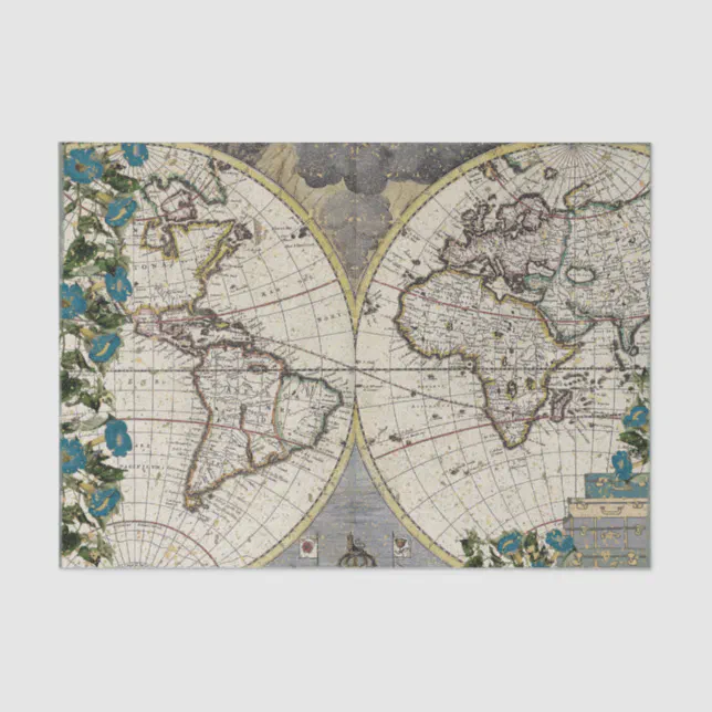 Vintage World Map Tissue Paper | Zazzle