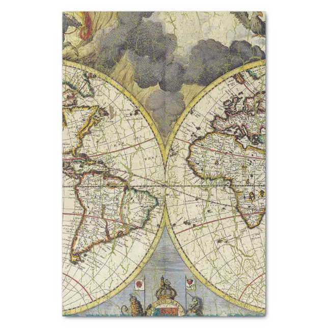 Vintage World Map Tissue Paper | Zazzle