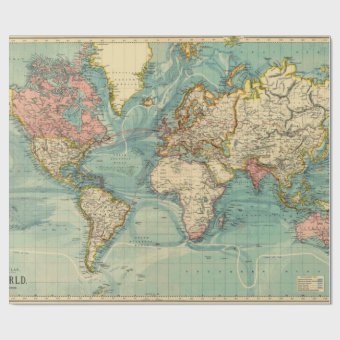 Vintage World Map Wrapping Paper | Zazzle