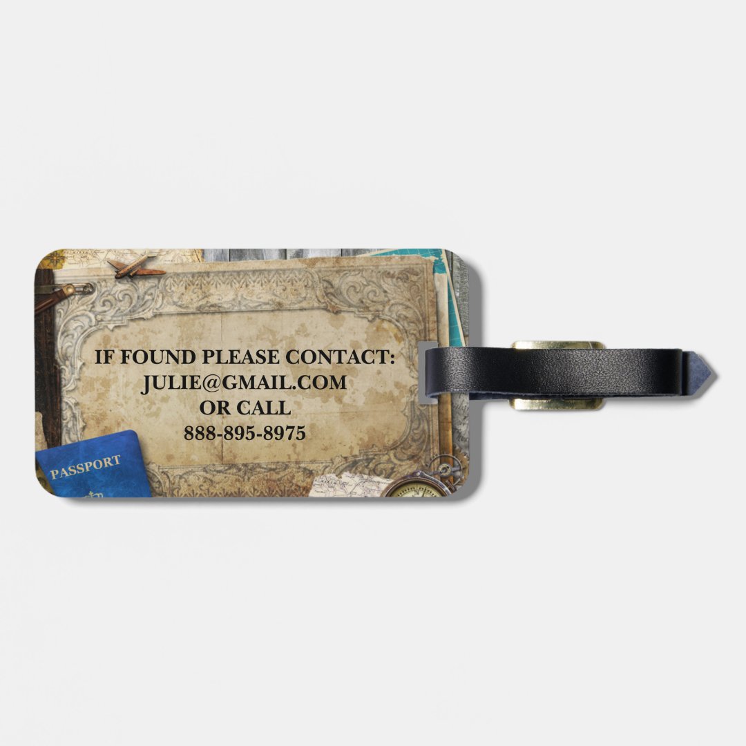 Vintage World Travel Papers & Compass Luggage Tag | Zazzle