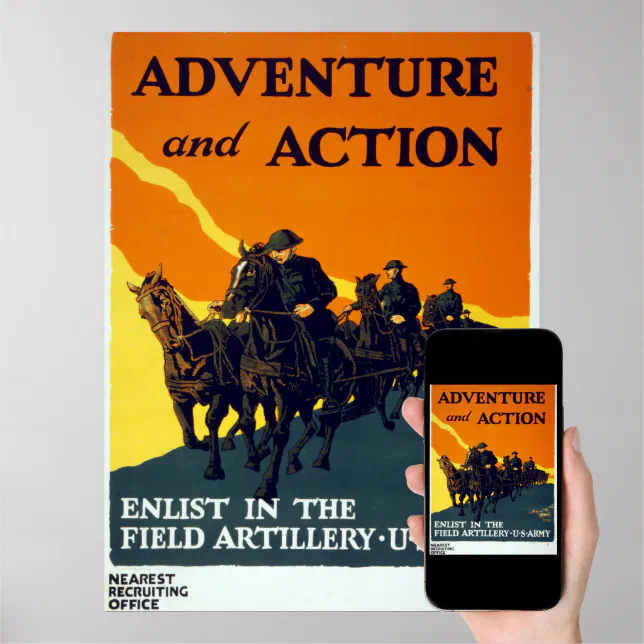 Vintage World War I Adventure in Action Army Poster | Zazzle