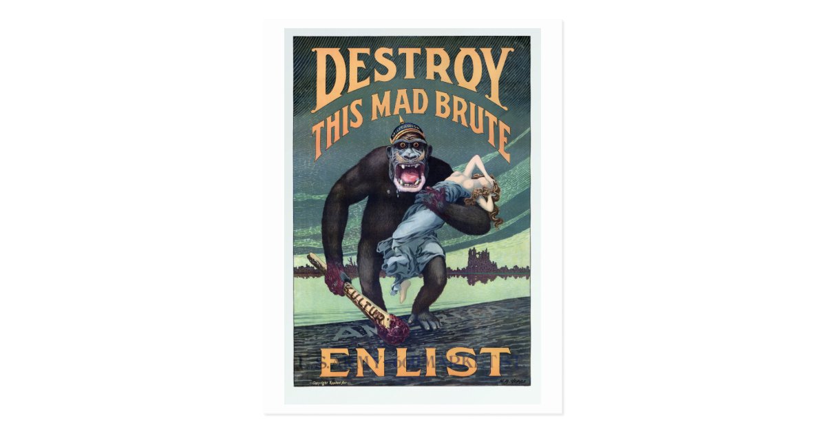 Vintage World War I German Gorilla Propoganda Postcard | Zazzle.com