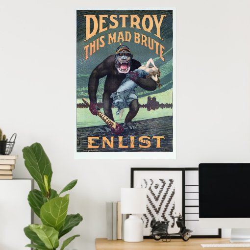 Vintage World War I German Gorilla Propoganda Poster | Zazzle