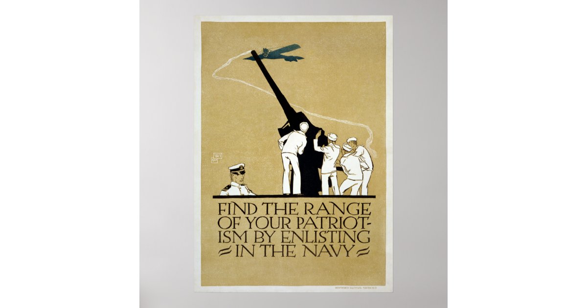 Vintage World War II Navy Recruitment Patriotic Poster | Zazzle