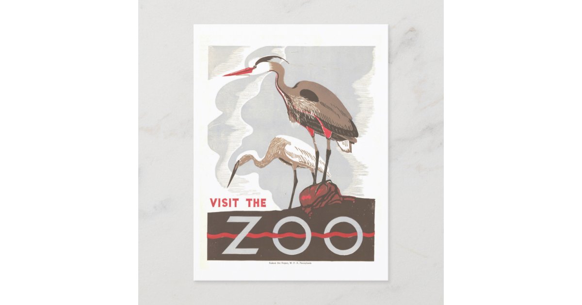 Vintage WPA Poster: "Visit the Zoo" Postcard | Zazzle