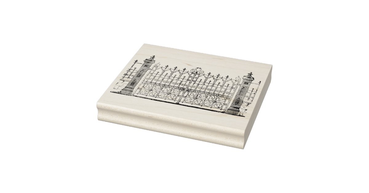 Vintage Wrought Iron Gate Rubber Art Stamp | Zazzle