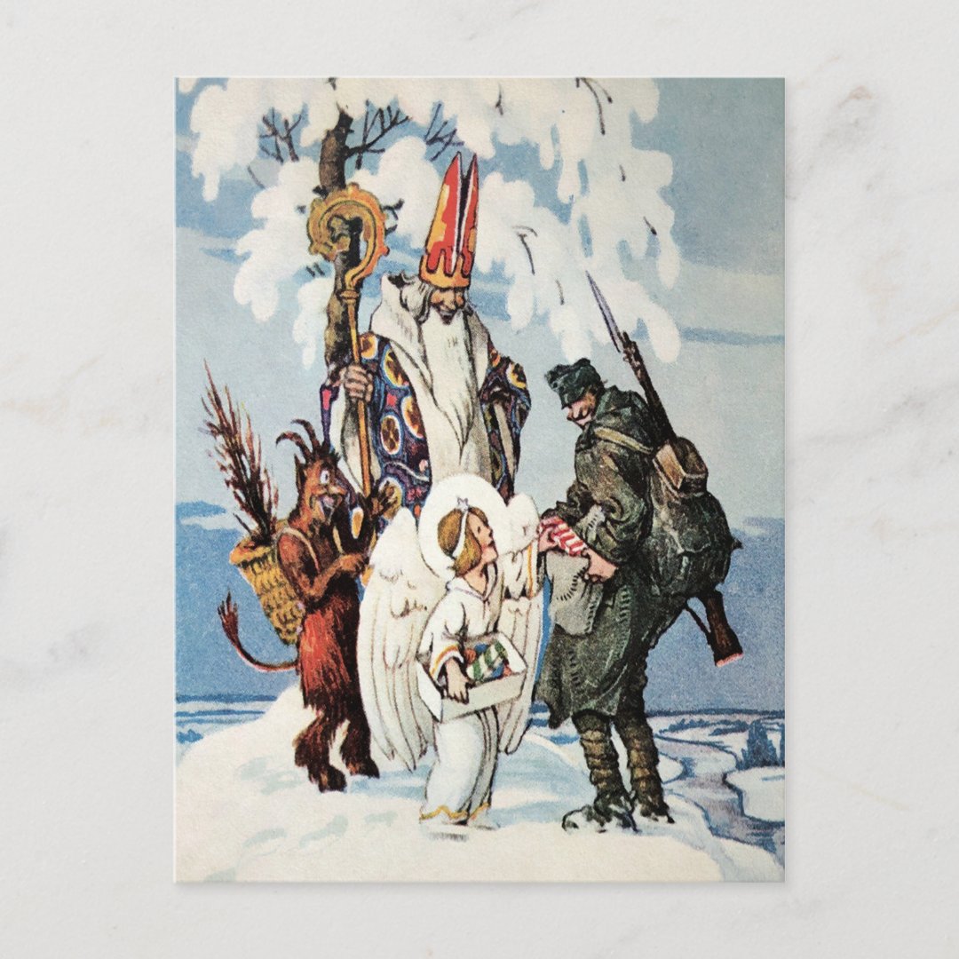 Vintage WW1 Christmas Krampus Postcard | Zazzle