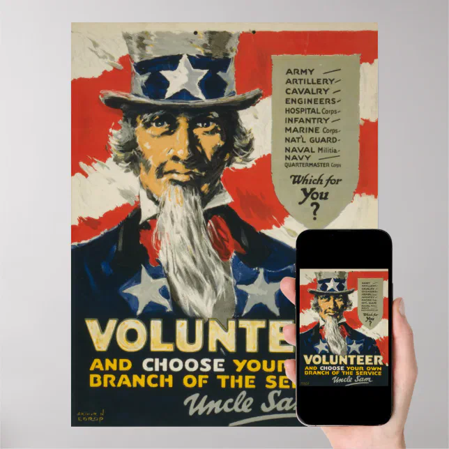 Vintage WWI Volunteer - Uncle Sam Poster | Zazzle