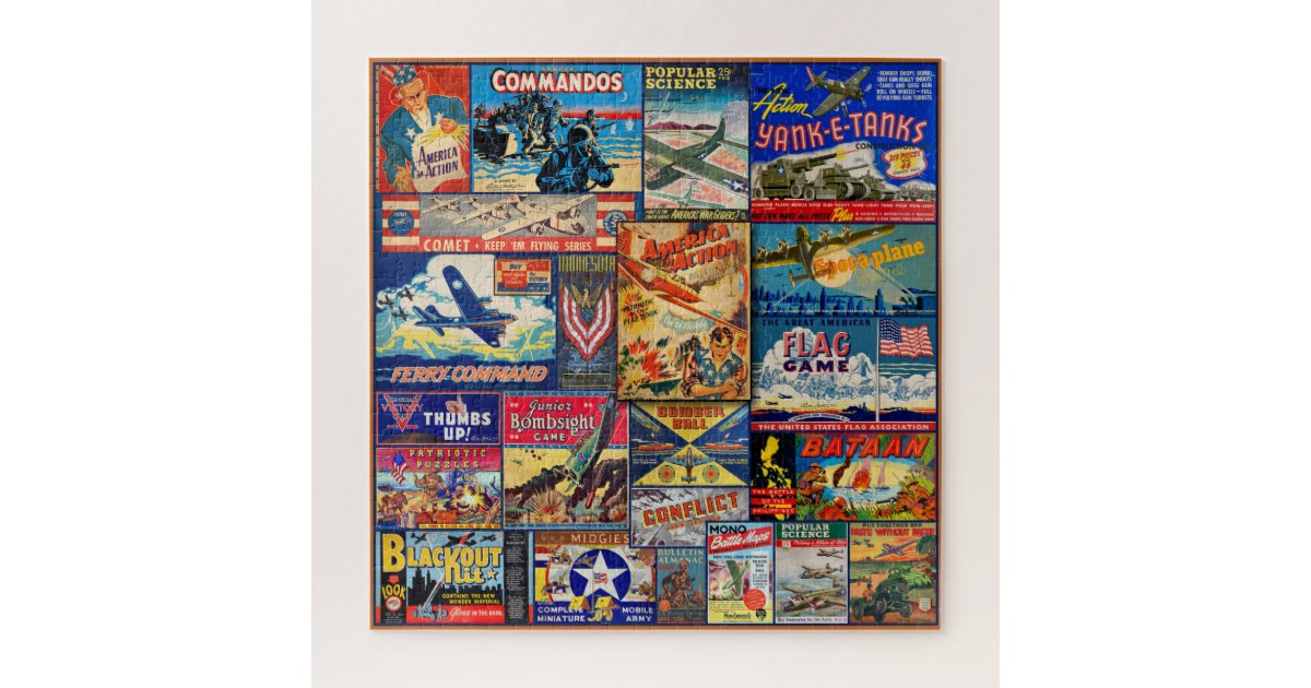 VINTAGE WWII HOMEFRONT GAMES, PERIODICALS ETC JIGSAW PUZZLE | Zazzle