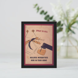 Vintage WWII Kill Malaria Mosquitoes Postcard | Zazzle