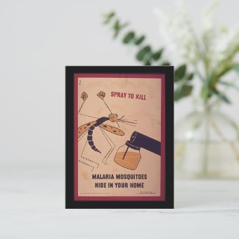 Vintage WWII Kill Malaria Mosquitoes Postcard | Zazzle