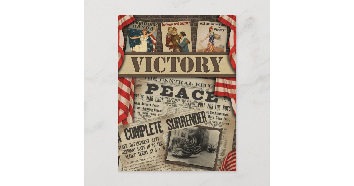 Vintage WWII Victory Scrapbook Postcard | Zazzle