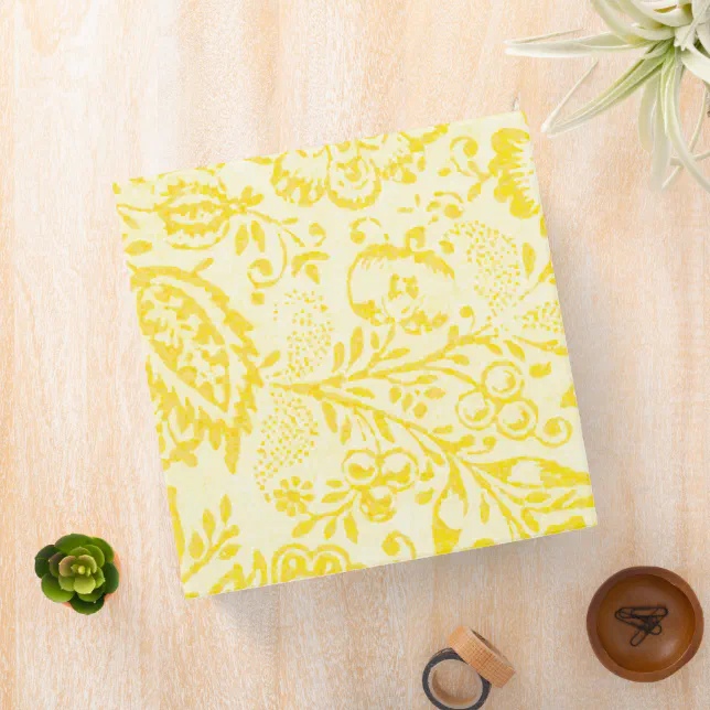 Vintage Yellow Floral Binder | Zazzle