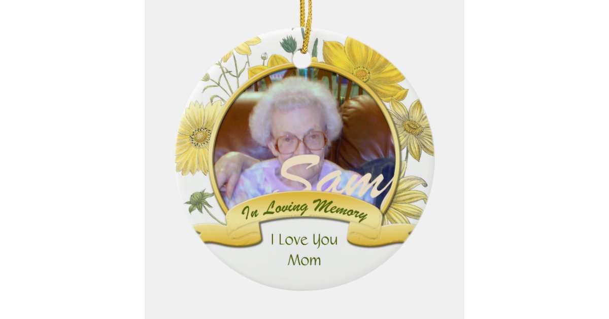 Vintage Yellow Flowers In Loving Memory Ornament | Zazzle