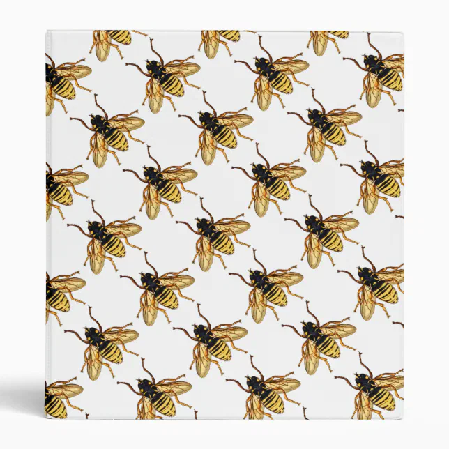 Vintage Yellow Honey Bee 3 Ring Binder | Zazzle