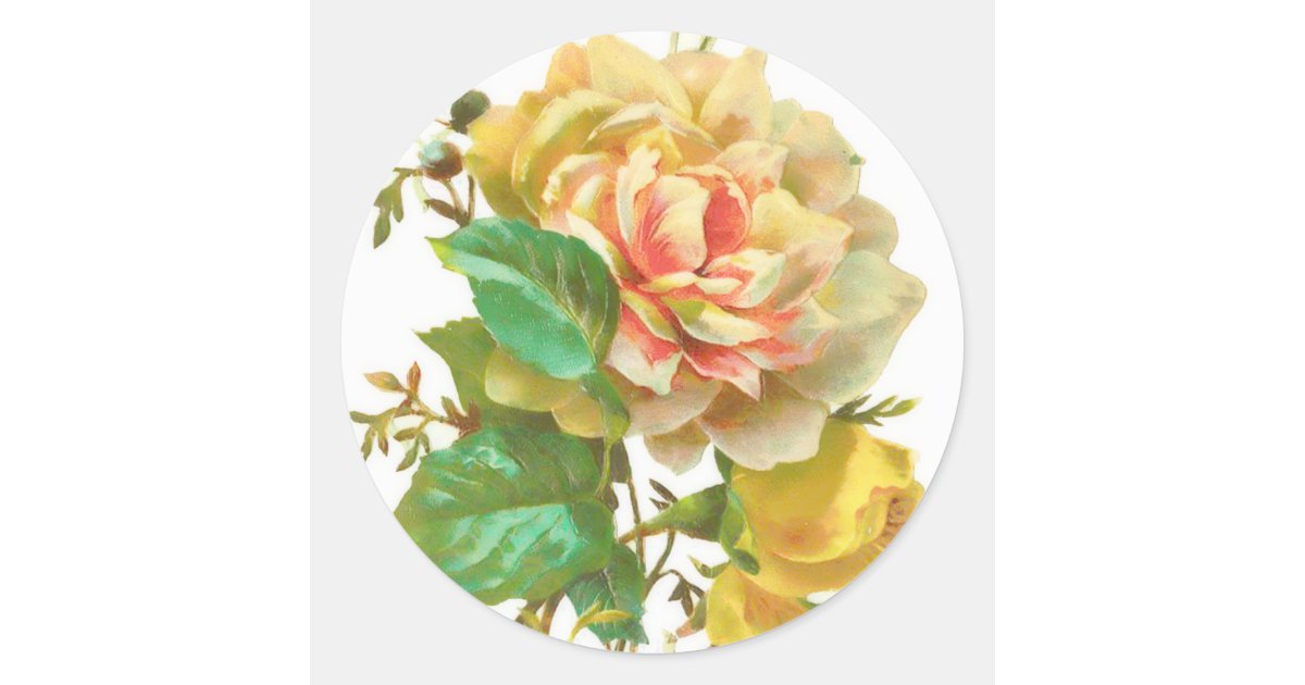 Vintage Yellow Rose Sticker | Zazzle