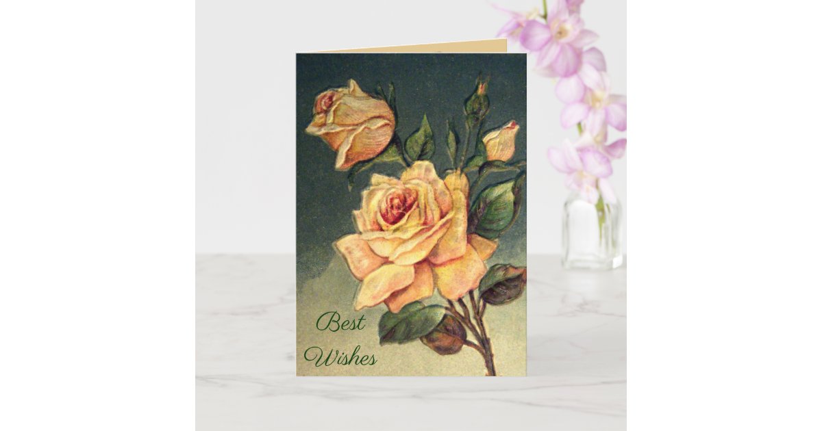 Vintage Yellow Roses Greeting Card | Zazzle