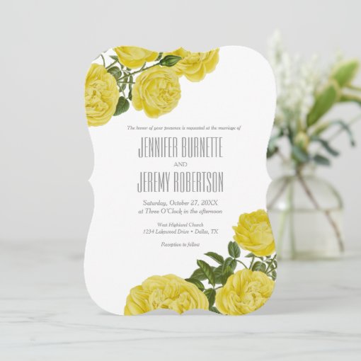 Vintage Yellow Roses Invitation | Zazzle