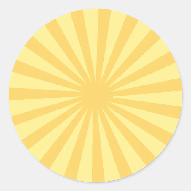 Vintage Yellow Sun Rays Classic Round Sticker | Zazzle