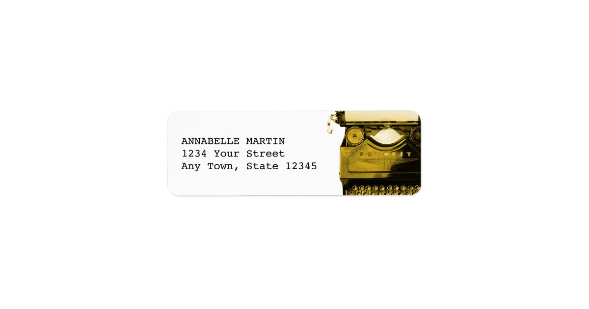 Vintage Yellow Typewriter Address Label | Zazzle