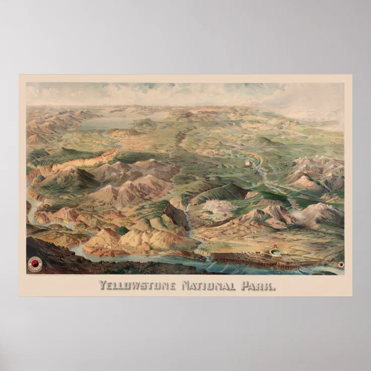 Vintage Yellowstone Illustration Poster | Zazzle