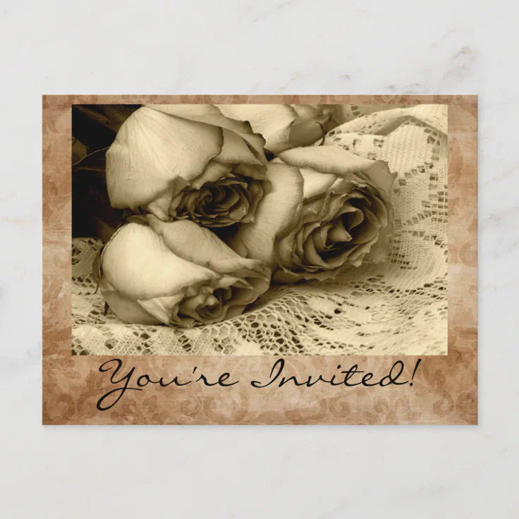 Vintage You're Invited! Invitation Postcards | Zazzle