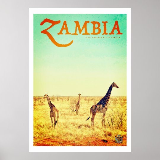 Vintage Zambia africa safari Poster | Zazzle.com