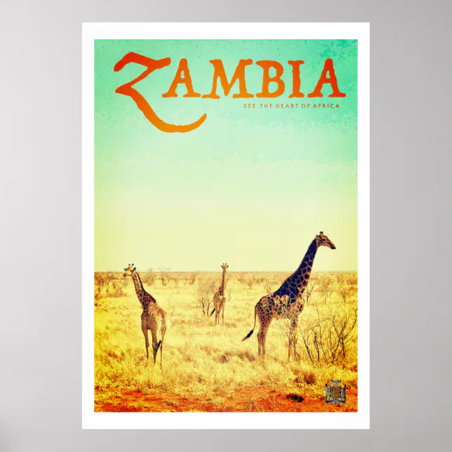 Vintage Zambia Travel Poster | Zazzle