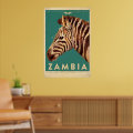 Vintage Zambia Zebra Travel Poster | Zazzle